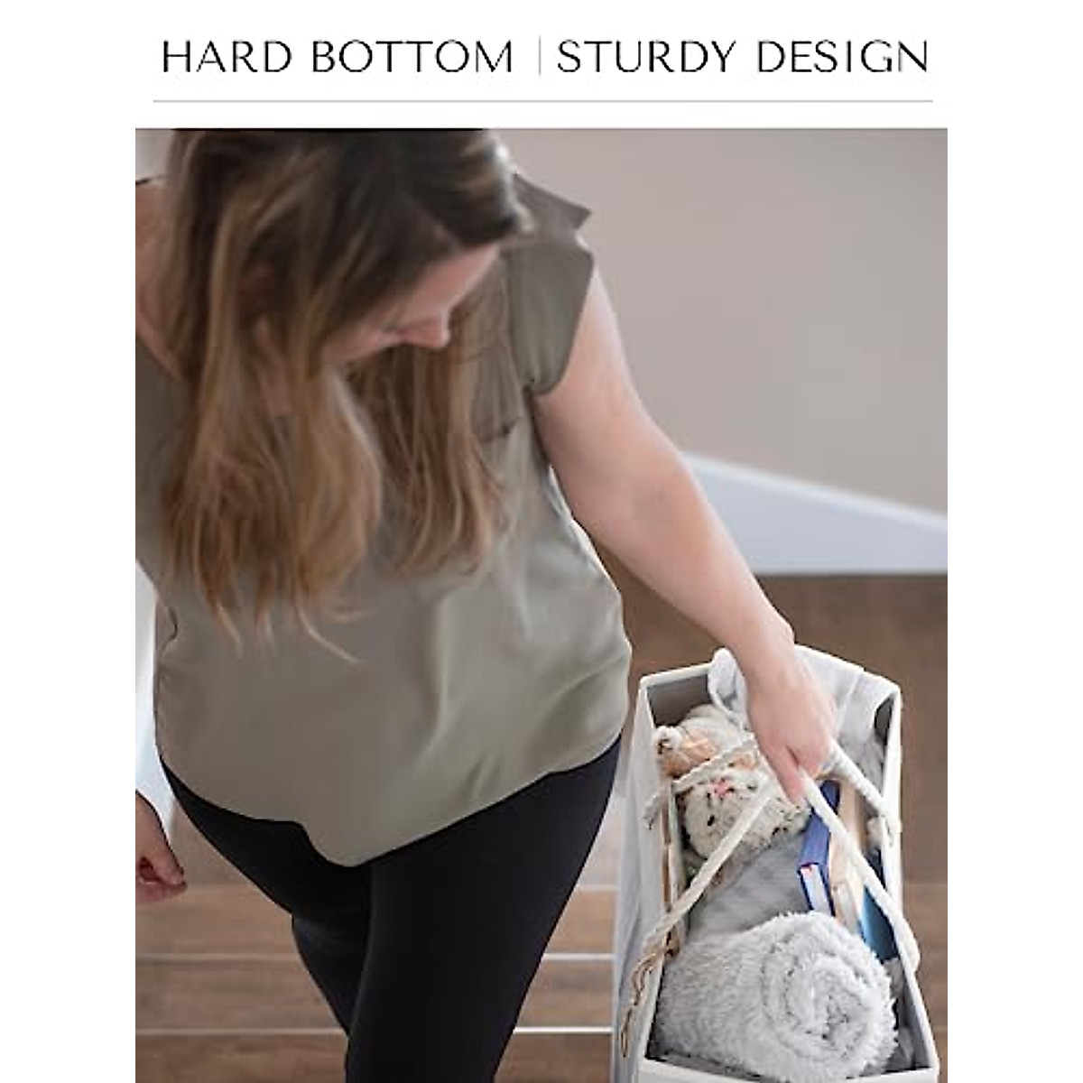 Stair Basket 16" x 16" x 10" Basket for Stairs with 3 Foldable Sections, Durable Cotton Collapsible Storage Bins, Stair Storage Organizer STRIKING LIFESTYLE