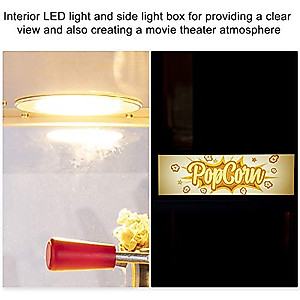 ROVSUN Popcorn Machine with Cart, Wheels & 8 Oz Kettle Makes Up to 32 Cups, Popcorn Maker with Stainless Steel Scoop, Oil Spoon & 3 Popcorn Cups for Commercial Home Movie Theater, Red