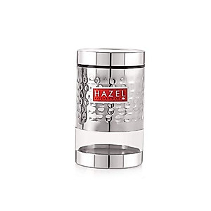 HAZEL Stainless Steel Hammered Finish Transparent Glossy See Through Container, Set of 6, 700 ML Each, Silver