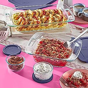 Pyrex Easy Grab 8-Piece Glass Baking Dish Set with Lids, Glass Food Storage Containers Set, 13x9-Inch, 8x8-Inch & 1-Cup Storage Containers, Non-Toxic, BPA-Free Lids, Bakeware Set