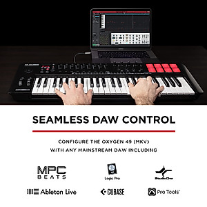 M-Audio Oxygen 49 (MKV) – 49 Key USB MIDI Keyboard Controller With Beat Pads, Smart Chord & Scale Modes, Arpeggiator and Software Suite Included