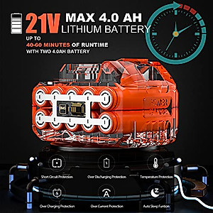 ALLONE Cordless Weed Wacker Battery Powered with Power Display & 3-Level Speed Variable, Electric Weed Eater Lightweight Brush Cutter Grass Trimmer with Metal Blades, 4.0Ah Battery and Charger