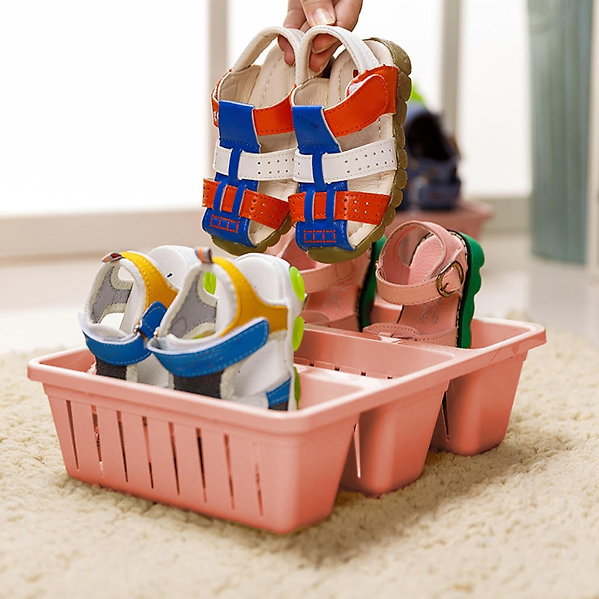 Shoe Rack Tray,Multi-Functional Shoe Tray, 2pcs Multi-functional Sneaker Storage Rack, Vertical Shoe Shelf Organizer, Spacious Shoe Holder Box, Space Saving Closet Shoe Rack For Closet Entrance Hall