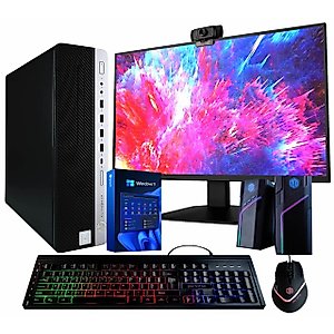 HP EliteDesk 800G4 Desktop Computer | Hexa Core Intel i5 (3.2GHz) | 16GB DDR4 RAM | 500GB SSD | 5G-WiFi & Bluetooth | 22in LCD Monitor | RGB Ultimate Desktop Kit | Windows 11 Pro (Renewed), Black