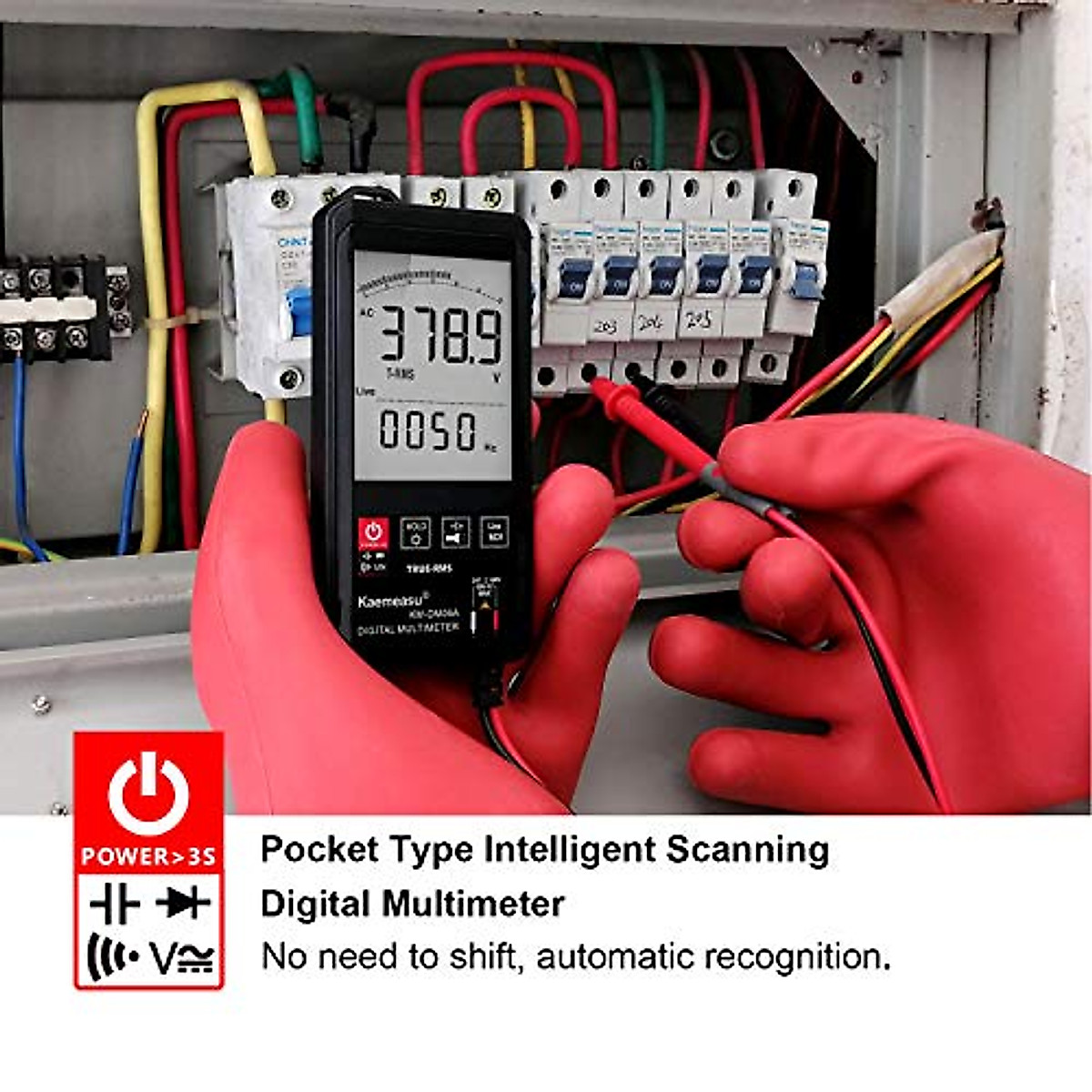 Kaemeasu Big Screen Auto Recognition Smart Mini Touch Digital Multimeter Ultra-Thin Pocket Electronic Repair Tools KM-DM06A