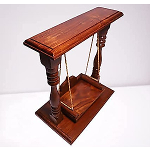 KANHA JI JHULA, for Home Swing Idol Decorative SHEESHAM Wood Premium Polished (Brown, 13.5"x12"x7.5"), Seat Size :- (8"x5.5")