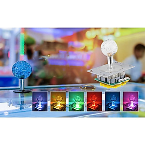 Zerodis LED Arcade Joystick Switchable Colorful Illuminated Joystick Switchable from 4 to 8 Way