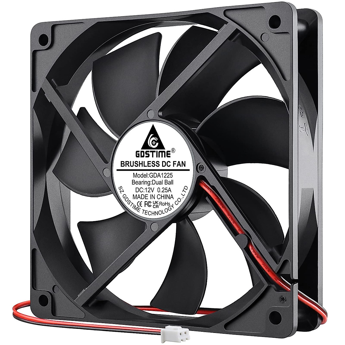 GDSTIME Dual Ball Bearings 120mm x 120mm x 25mm 5 inch 12v Brushless DC Cooling Exhaust Fan, For Desktop