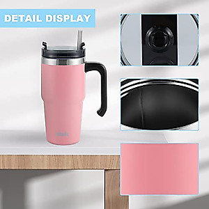 Zobadic 20 oz Travel Mug Stainless Steel Vacuum Insulated Coffee Mug with Handle (Orange)