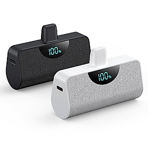 [2 Pack] Mini Portable Charger for iPhone 5200mAh, 20W PD Fast Charging Power Bank, LCD Display Cute Battery Pack Portable Phone Charger Compatible with iPhone 14/14 Pro Max/13/12/11/XR/8/7/6 Series