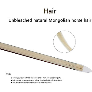 AMZZ 4/4 Full Size Student Violin Bow - Handcrafted Brazilwood Stick, Well-Balanced, Horsehair for 4/4 size violins and 12-13" violas（4 4 Violin Bow）