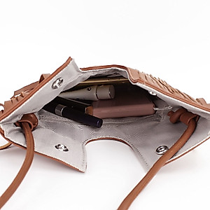 Quniko Cowgirl Crossbody Bag Fringe Messenger Bag Purse for Women Girls, Brown