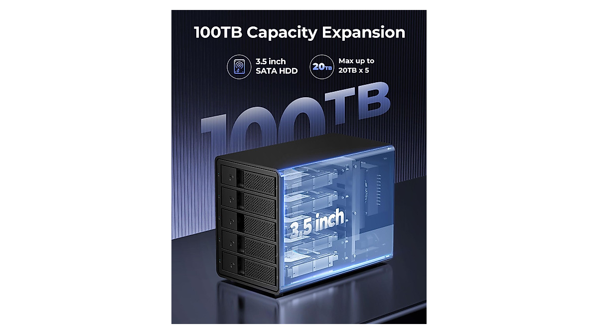 ORICO 5 Bay RAID Enclosure: Max 100TB & USB 3.0 Speeds