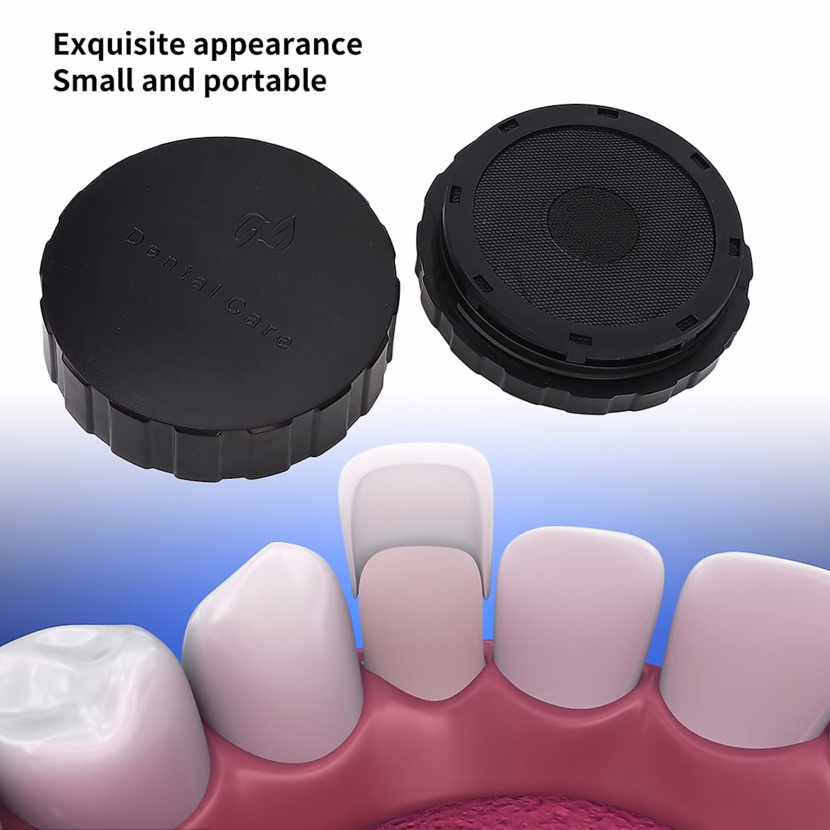 Round Shape Denture Case, Definitely No Leak Denture Bath Box for Traveling with Strainer and Magnetic Mirror, Reusable & Portable, Denture Cup for Care (BLACK)