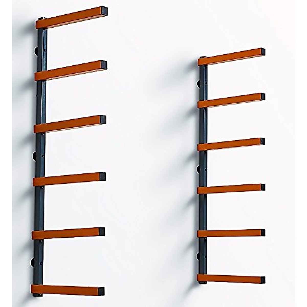 Bora Wood Organizer and Lumber Storage Metal Rack with 6-Level Wall Mount – Indoor and Outdoor Use, In Orange | PBR-001