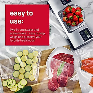 Nesco VSS-01 Automatic Food Vacuum Sealer with Digital Scale and Bag Starter Kit, Silver