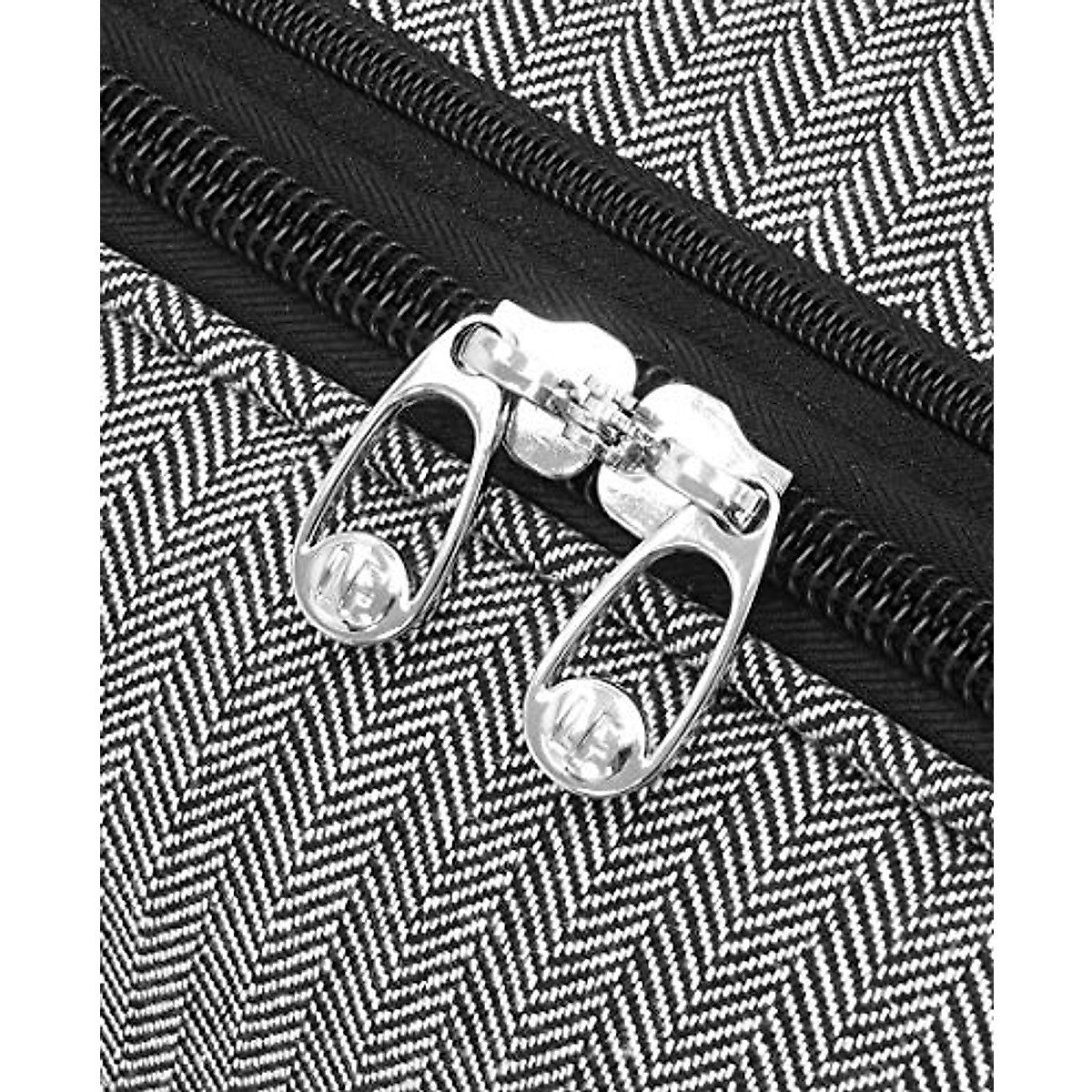 LONDON FOG Newcastle Softside Expandable Spinner Luggage, Black White Herringbone, Checked-Medium 24-Inch