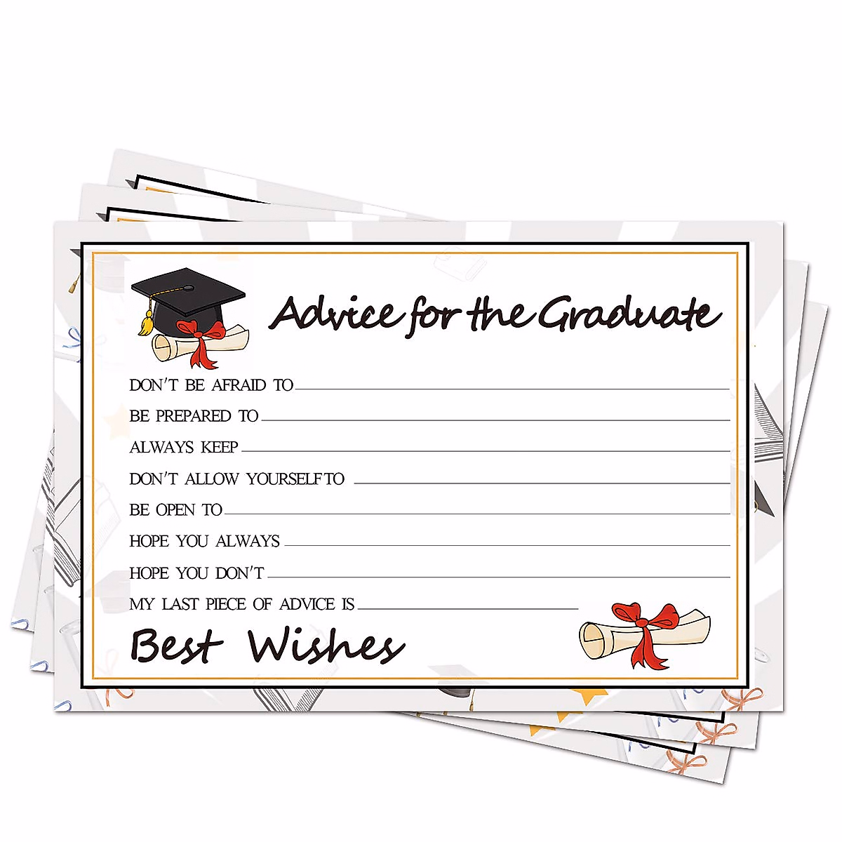 Graduation Wish Cards - 50PCs High School or College Graduation Advice Cards Supplies 2024 Decorations Grad Celebration Party Supplies for High School/College/Senior School
