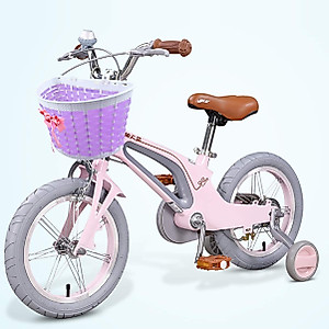 BESPORTBLE 2pcs Kids Bike Basket with 4 Bike Streamers Plastic Front Handlebar Bicycle Baskets Tassel Ribbons for Kids Boys Girls (Purple)