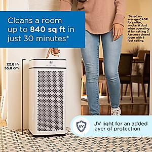 Medify MA-40-UV Air Purifier with True HEPA H14 Filter + UV Light | 840 sq ft Coverage | for Allergens, Wildfire Smoke, Dust, Odors, Pollen, Pets | Quiet 99.7% Removal to 0.1 Microns | White, 2-Pack