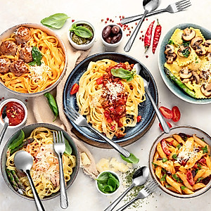 50 Pcs Forks and Spoons Silverware Set Stainless Steel Flatware Cutlery Set Heavy Duty Metal Spoons and Forks Set for Kitchen Utensil Dinner Restaurant Home, Mirror Polished, Dishwasher Safe (Stripe)