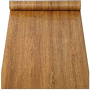 HDSticker Self Adhesive Rustic Country Wood Contact Paper for Cabinets Countertop Table Desk Shelves Appliances Wall Cover 15.7X117 Inches, Brown