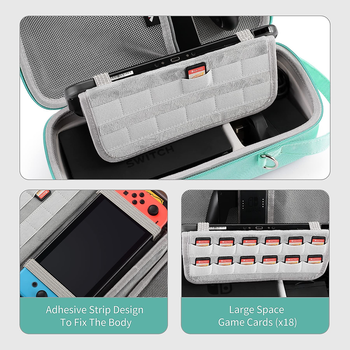 UYIYE Carrying Storage Case for Nintendo Switch/Switch OLED Model (2022),Portable Travel All Protective Hard Messenger Bag Soft Lining 16 Games for Switch Console Pro Controller & Accessories blue