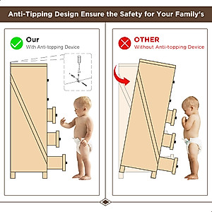 ACCOHOHO Farmhouse 5 Drawers Dresser Chests for Bedroom,46" Tall Wood Rustic Chest of Drawers with Wide Metal Handle,Natural Texture,Drawer Organizer for Bedroom,Living Room,Hallway and Entryway,White