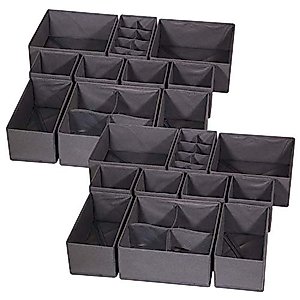 DIOMMELL 21 Pack Foldable Cloth Storage Box Closet Dresser Drawer Organizer Divider Fabric Baskets Bins Containers for Baby Clothes Underwear Bras Socks Lingerie Clothing,Dark Grey 24249