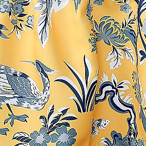 Lush Decor Dolores Valance Bird Floral Print Single Curtain, 18" x 52", Yellow
