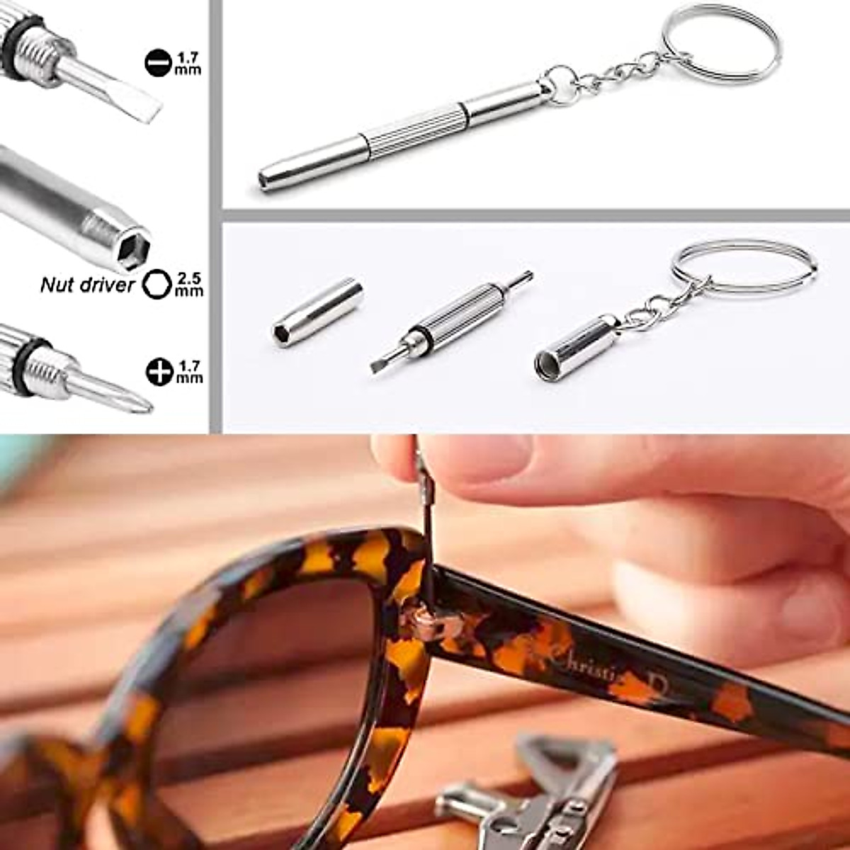 Damanse Eyeglass Repair Kit with Air Chamber Silicone Eyeglass Nose Pads,Screwdriver,Tweezer,Screws,Anti-Slip Ear Grips,Soft Foam Nose Pieces,Adjustable Glasses Strap,Sunglasses Cloth (Transparent)