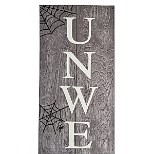 National Tree Company Hanging Porch Sign, Black, 'Unwelcome, Just Go Away', Wooden Construction, Halloween Collection, 39 Inches
