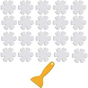 20 Pcs Bathtub Stickers,Non-Slip Flower Shape Safety Shower Treads Self Adhesive Shower Stickers with Scraper for Tubs Bath