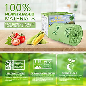 Bio-Bosi Compostable Trash Bags, 13 Gallon Compost Bags, 50 Count 49.2 Liter Extra Thick 0.9 Mil Biodegradable Kitchen Food Scraps Bags, ASTM D6400, US BPI & Europe OK Compost Home Certified