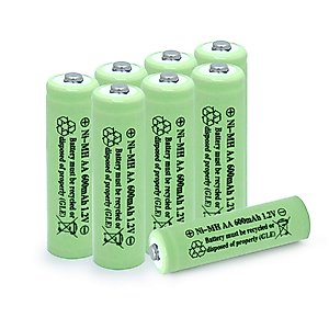 QBLPOWER AA Ni-MH 600mAh 1.2V Rechargable Solar Light Batteries for Outdoor Solar Lamps Garden Lights Remotes Mice(8Pcs)