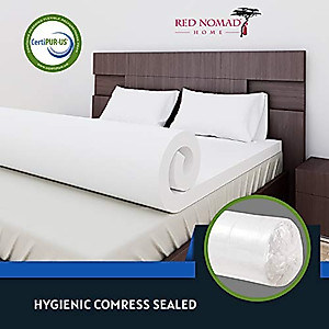 Red Nomad Memory Foam Mattress Pad 4 Inch - Twin Size Mattress Topper for Back Pain Relief. Breathable, Comfortable Cooling Bed Pad/Made in The USA