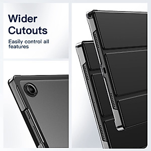 JETech Case for Samsung Galaxy Tab A8 10.5-Inch 2022 (SM-X200/X205/X207), Slim Translucent Back Tri-Fold Folio Stand Protective Tablet Cover, Auto Wake/Sleep (Black)