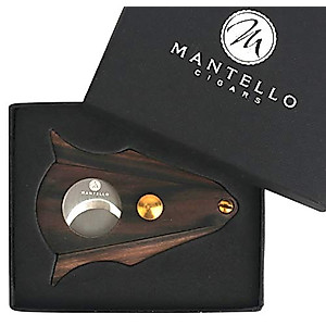 Mantello Cigars Cigar Cutter Guillotine - Gift for Men, Wood, Double Blade Cigar Cutter with Lock System - Stainless Steel in Gift Box