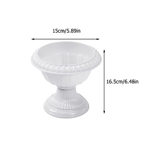 Happyyami 4pcs Urn Planters Classic Traditional Plastic Urn Planters for Indoor and Outdoor Use European Style Bonsai Plant Containers White