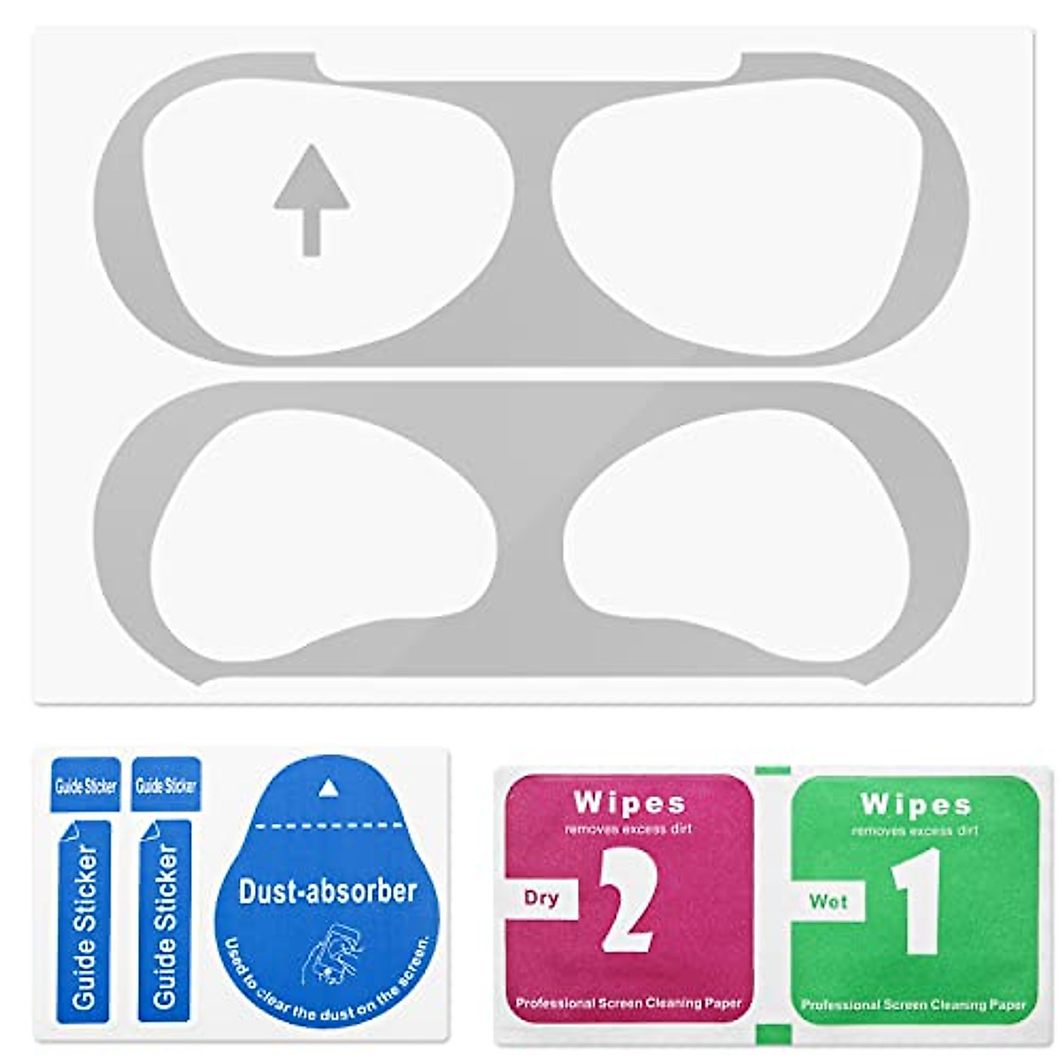 Dust Guard for Apple AirPods 3 Case Box, Senbos Metal Sticker Protection Film Dust-Proof for AirPods 3rd Generation, Ultra Slim, Luxurious Looking, Protect from Iron/Metal Shavings (Silver)