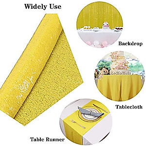 Sequin Fabric Glitter Fabric 3mm 1 Yard Sequin Fabric by The Yard Sparkly Fabric Little Mermaid Fabric Outdoor Glitter Fabric Sequence Material for Dress Clothing Wedding Home Dec (1 Yard, Yellow)