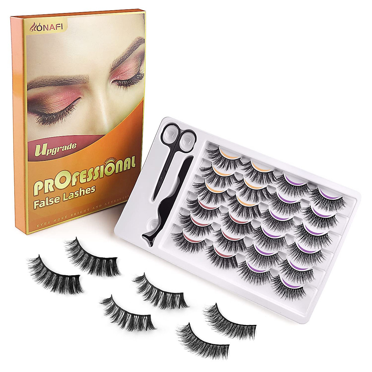 ONAFI False Eyelashes Mink Lashes Fake Natural Look Eyelashes Fluffy Long Wispy Eyelash [12 Pairs Pack-3 Styles]