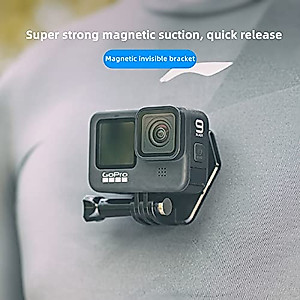 REYGEAK Magnetic Action Camera Mount for GoPro, Adjustable Snap Mount Magnetic Fence Mount Compatible with GoPro Hero 11 Black Hero 10/9/8/7, Insta360 and Most Action Cameras