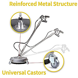 MEKOH Pressure Washer Surface Cleaner 20-Inch, Power Washer Accessories 4000 PSI, Driveway Pressure Washer Attachment with 3/8 Inch Quick Connect, 4 GPM for Sidewalks