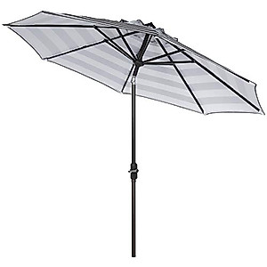 Safavieh PAT8004D Outdoor Collection Iris Fashion Line Auto Tilt Umbrella, 9', Grey/Off White