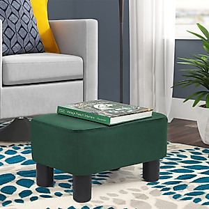 Joveco Small Footstool Ottoman Fabric Footrest Modern Rectangular Footstools for Living Room Bedroom (Green)