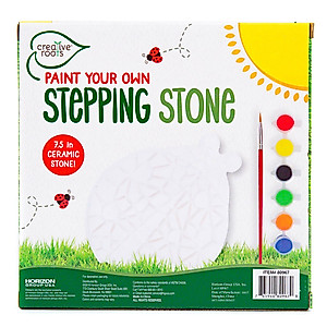 Creative Roots Mosaic Ladybug Stone, Includes 7-Inch Ceramic Stepping Stone & 6 Vibrant Paints, DIY Garden Stepping Stone Kit for Kids Ages 6+