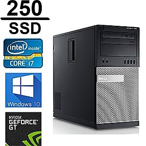Dell Gaming 990 Desktop Computer Optiplex, Intel Core i7 3.4 upto 3.8GHz 2600 CPU, 250GB SSD, 16GB DDR3 Memory, WiFi, Windows 10 Pro, Nvidia GT710 2GB, (Renewed)