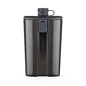 Host Easy-Fill Hip Liquor Flask for Alcohol with Hinged Refill Lid and Hinged Lid, Dishwasher Safe BPA-Free Plastic, Grey, 6 Oz, Set of 1