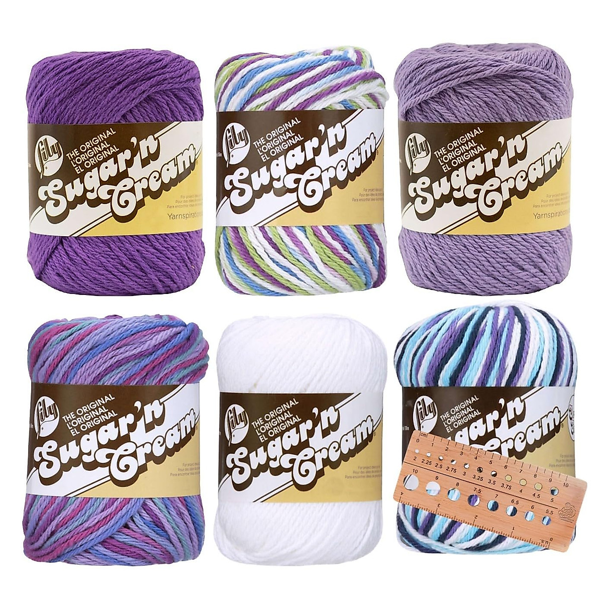Lily Sugar 'n Cream Yarn - 100% Cotton - Assortment (Purple Pop)